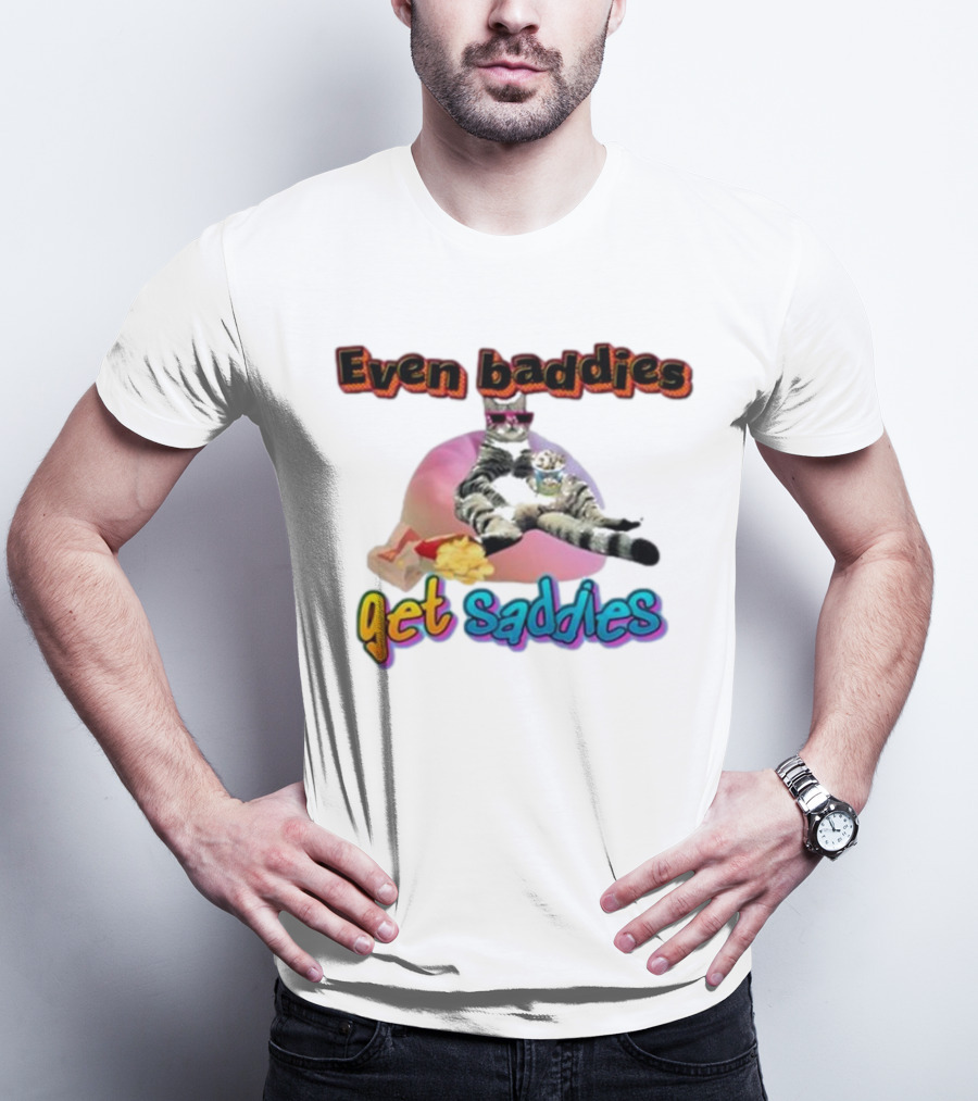 Even Baddies Get Saddies Cat Potato Chips Funny Ryan Primer T-Shirt