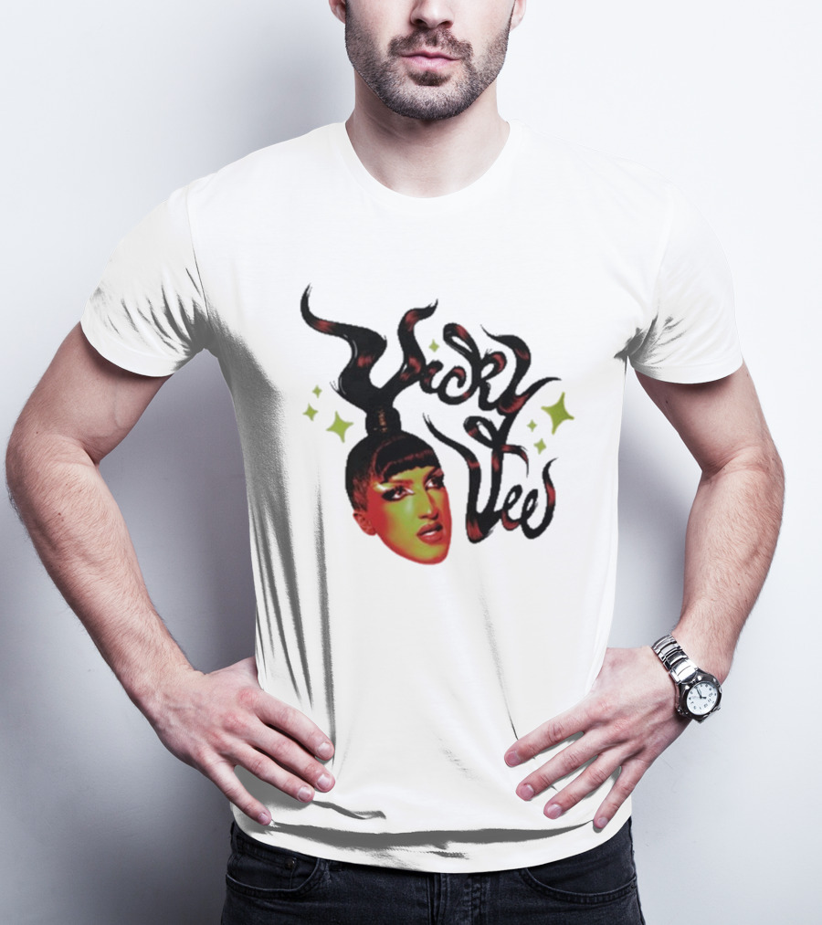 Vicky Vee Stylized Hair And Glittery Accents T-Shirt