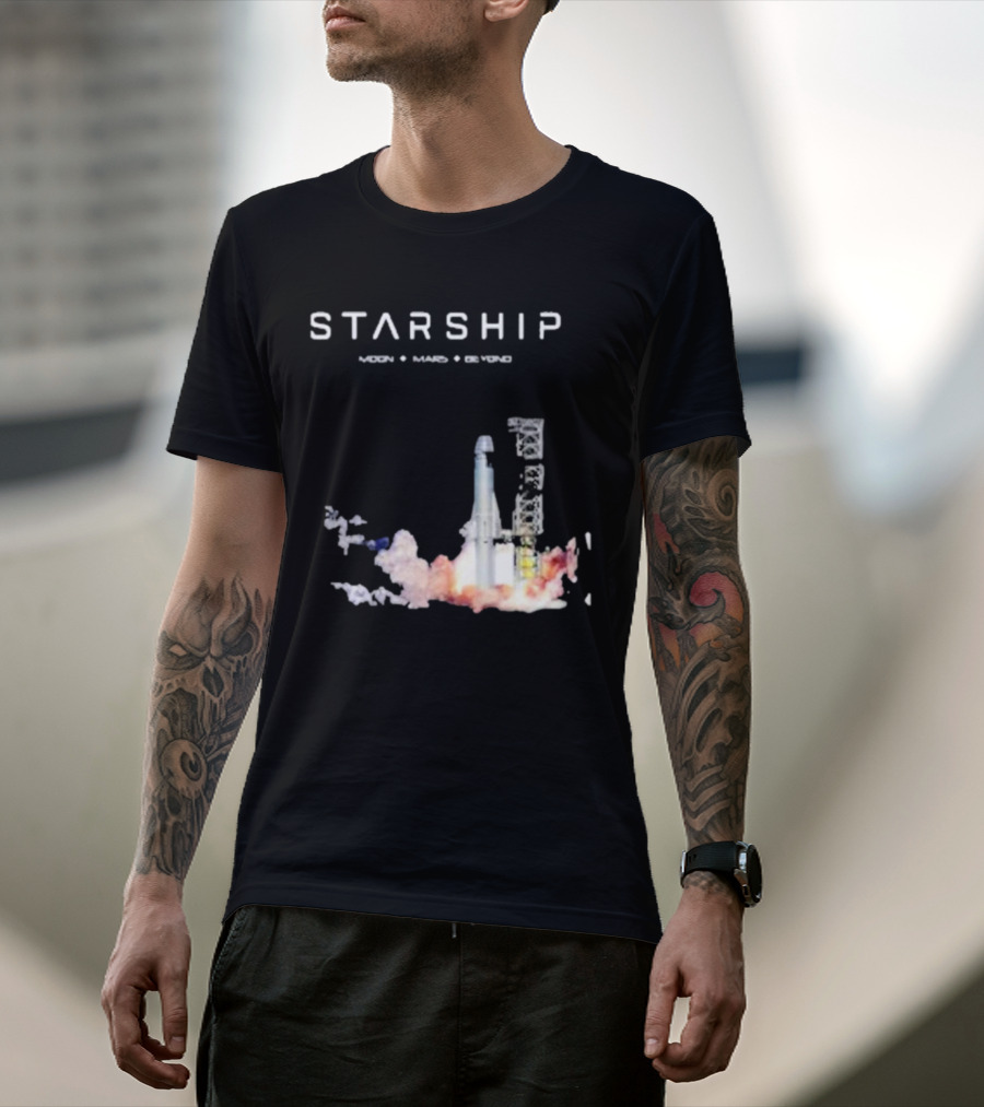 Starship Moon Mars Beyond 2025 Launch Rocket Vision T-Shirt