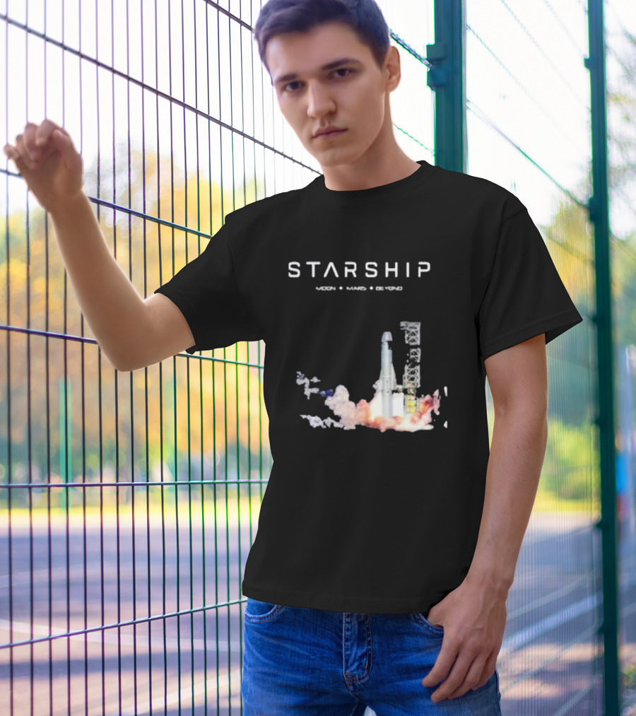 Starship Moon Mars Beyond 2025 Launch Rocket Vision T-Shirt