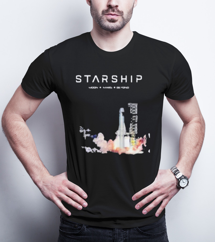 Starship Moon Mars Beyond 2025 Launch Rocket Vision T-Shirt