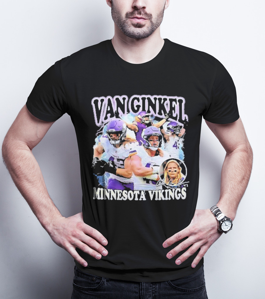 Van Ginkel Minnesota Vikings Football Action Montage T-Shirt