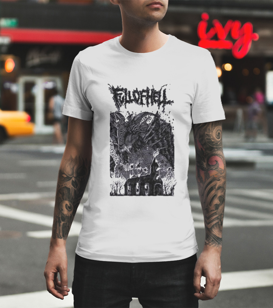 Full Of Hell Demon Goat Over Church Scene T-Shirt