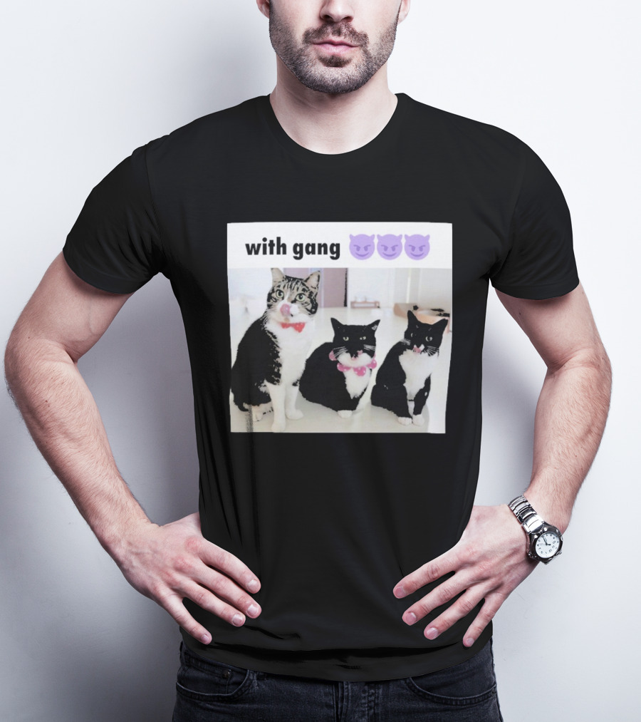 Unicouniuni3 With Gang Cat Devil Emoji Trio T-Shirt