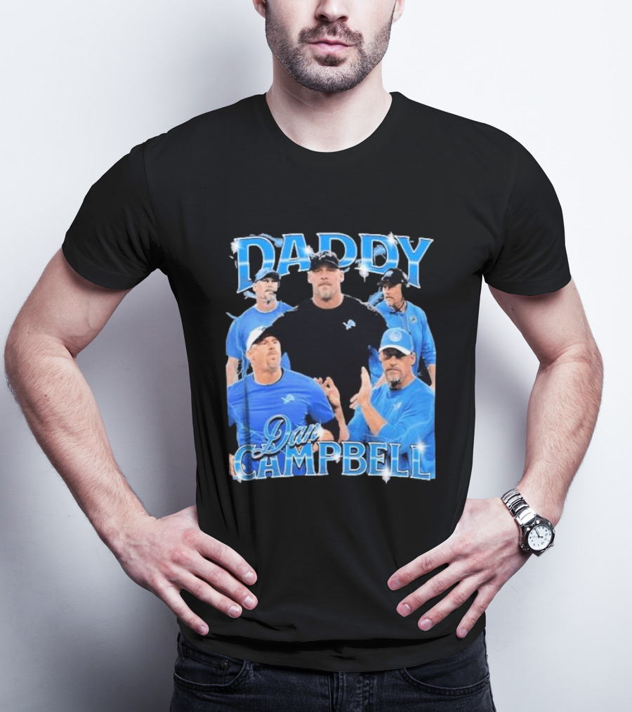 Daddy Dan Campbell Detroit Lions Football Coach Collage T-Shirt
