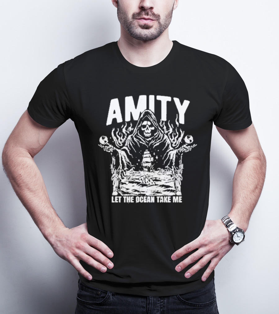 AMITY Let The Ocean Take Me Grim Reaper Ship Skull T-Shirt