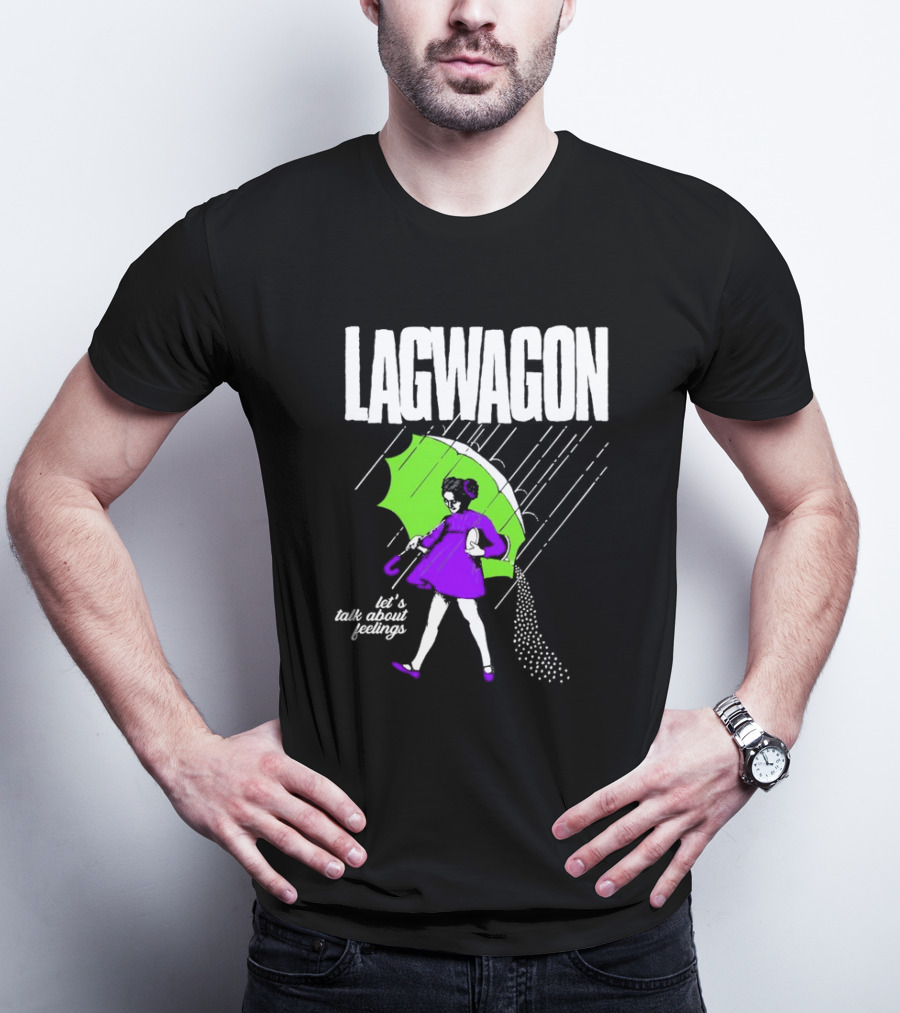 Lagwagon Let’s Talk About Feelings Green Umbrella Rain Girl Salty T-Shirt