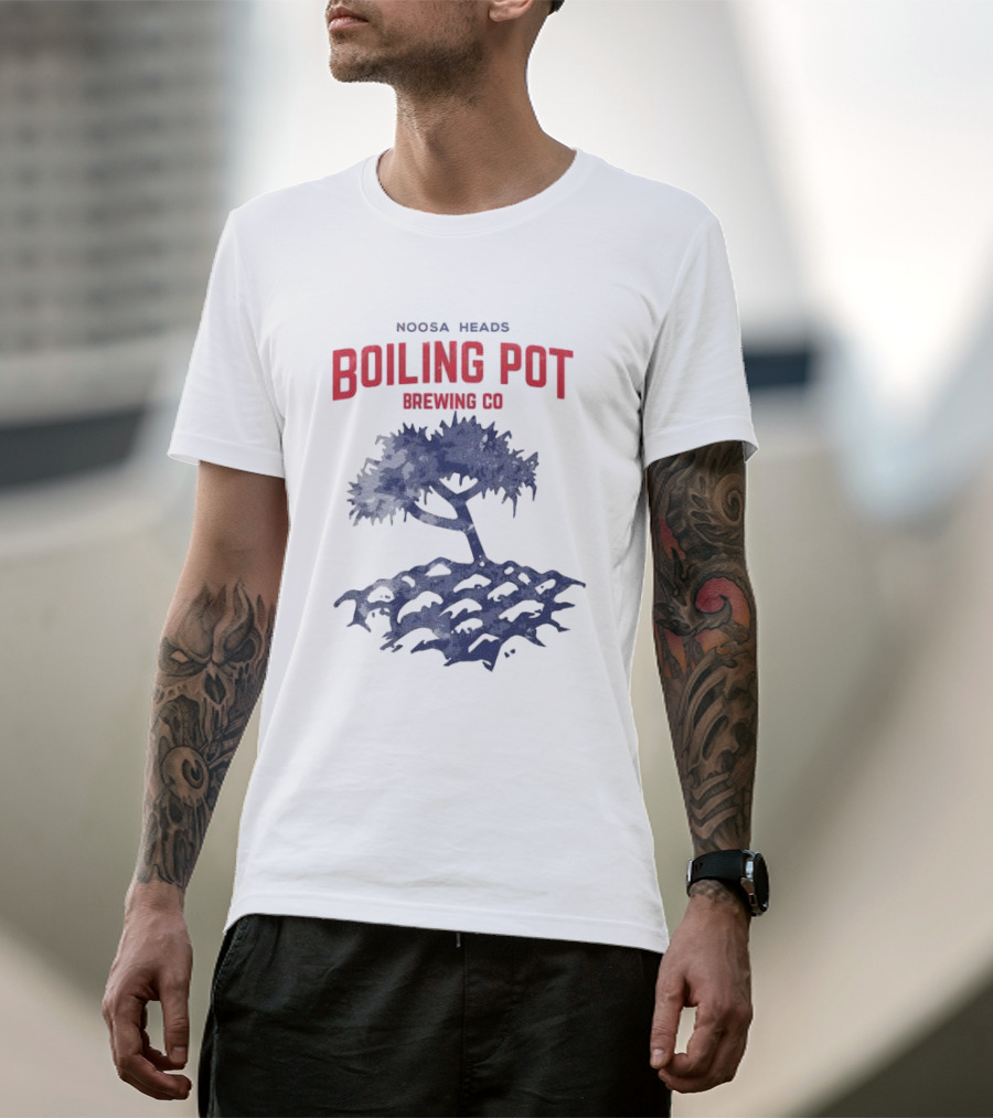 Noosa Heads Boiling Pot Brewing Co Tree And Waves T-Shirt