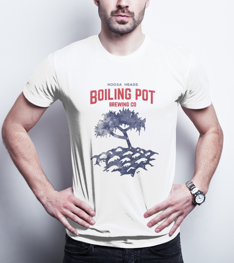 Noosa Heads Boiling Pot Brewing Co Tree And Waves T-Shirt