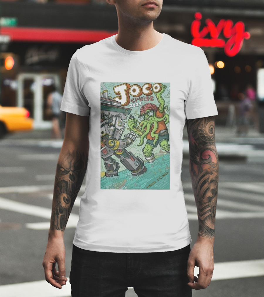 Joco Cruise 2025 Fort Lauderdale Robot Vs. Tentacle Monster March 2-9 T-Shirt