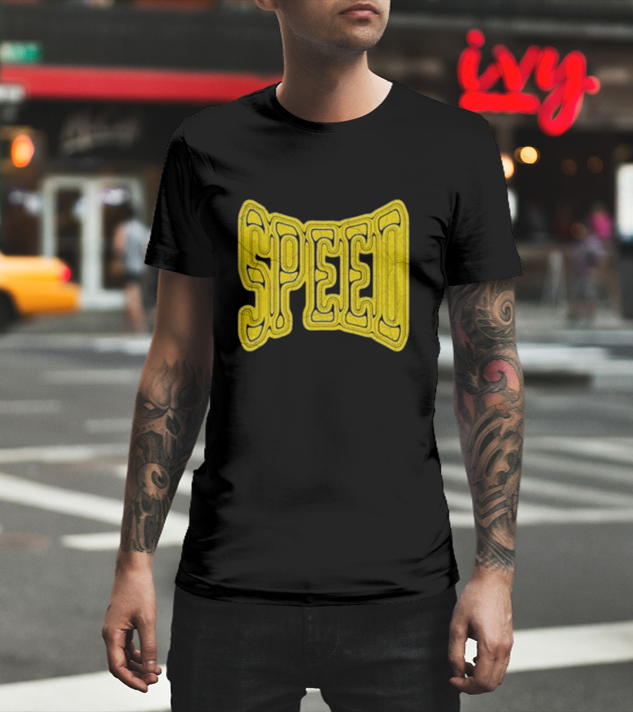 Ishowspeed Speed Gold Text Logo Bold Typography T-Shirt