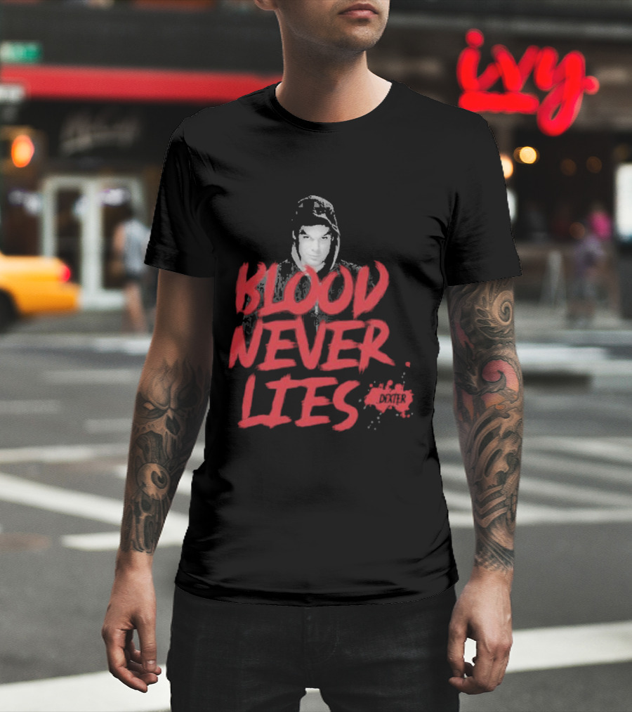 Dexter Blood Never Lies Hoodie Portrait Spatter T-Shirt
