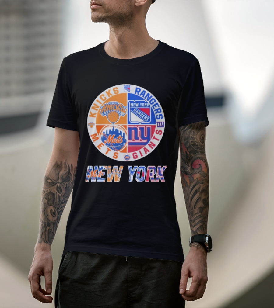 New York Knicks Rangers Mets Giants Mashup T-Shirt