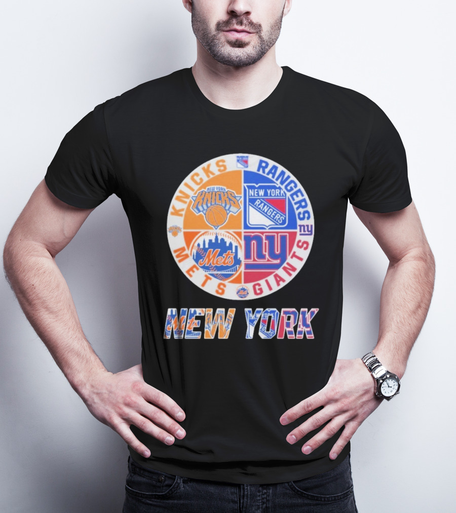 New York Knicks Rangers Mets Giants Mashup T-Shirt