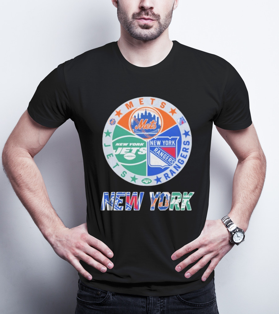 New York Mets Jets Rangers Logo Collaboration T-Shirt
