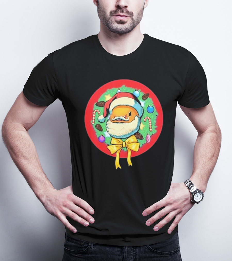 The Why Files Happy Holidays Santa Fish With Christmas Wreath And Candy Canes T-Shirt