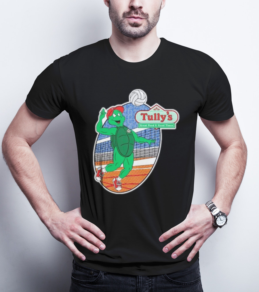 Tully’s Volleyball Great Food And Good Times Turtle Player T-Shirt