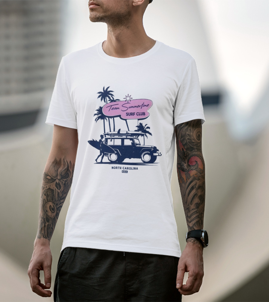 Team Summertime Surf Club Jeep Adventure North Carolina USA T-Shirt