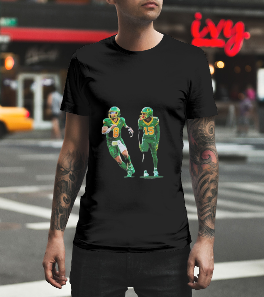 Oregon Ducks No 1 Seed College Football Playoff Players In Green Uniforms T-Shirt
