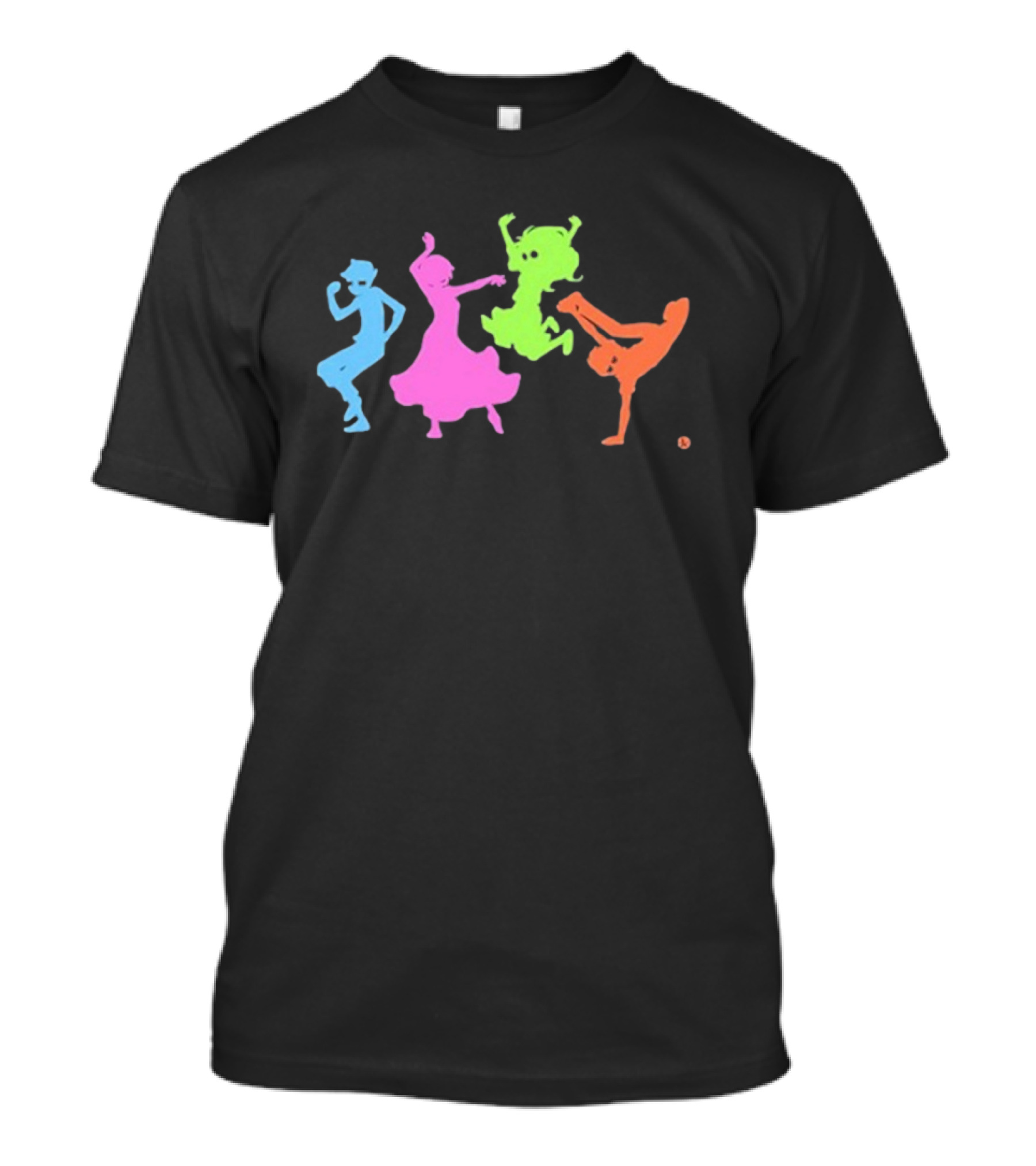 Topatoco Dance Neon Silhouettes Of Four Characters In Motion T-Shirt