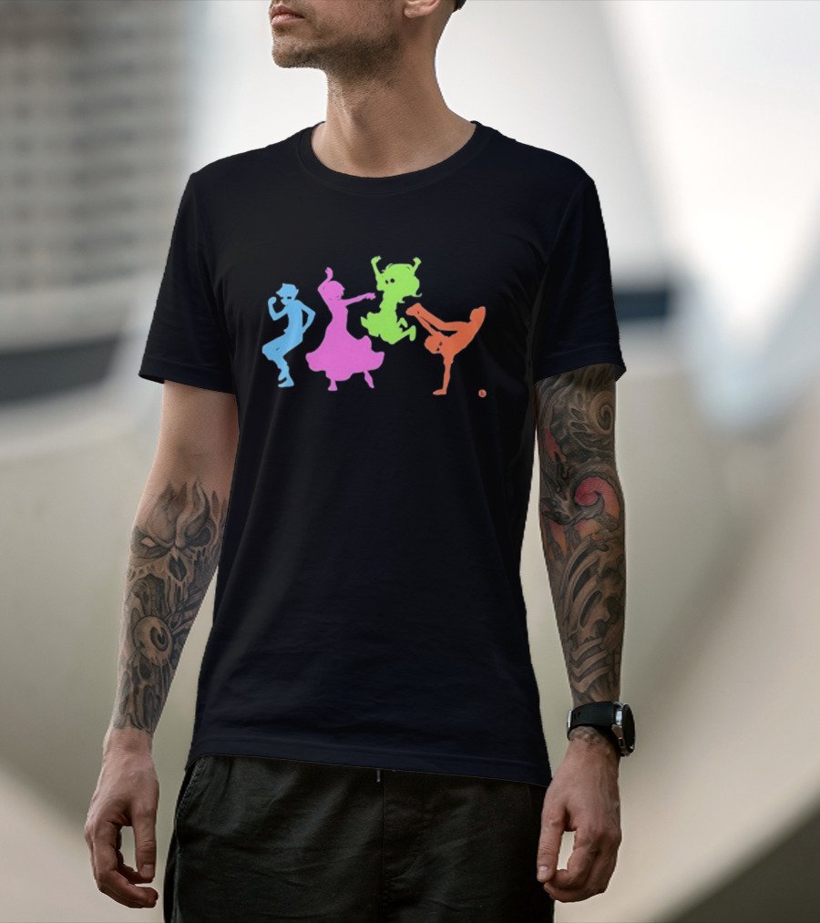 Topatoco Dance Neon Silhouettes Of Four Characters In Motion T-Shirt