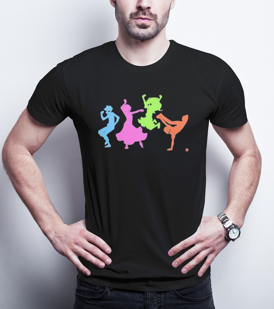 Topatoco Dance Neon Silhouettes Of Four Characters In Motion T-Shirt