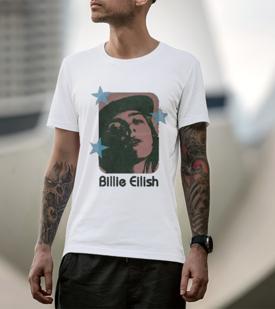 Billie Eilish Vintage Portrait With Stars T-Shirt