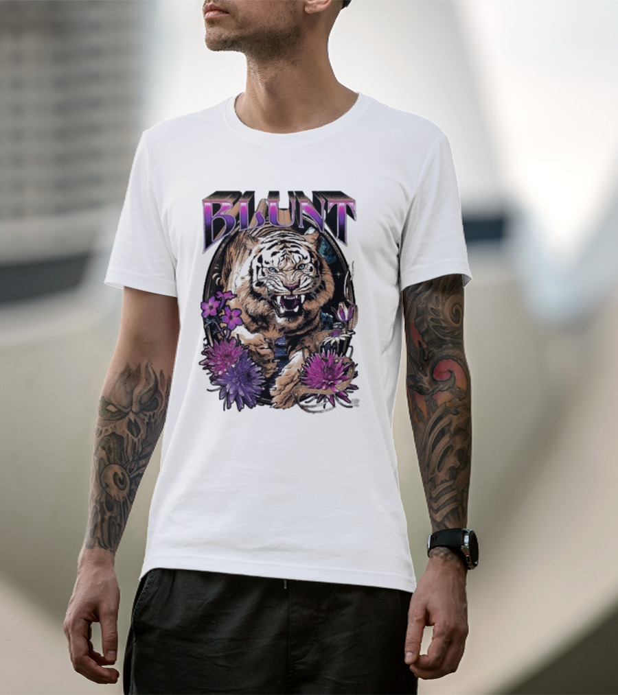 BLunt Fierce Tiger With Flowers T-Shirt