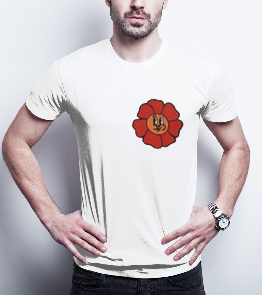 Ludwig Mogul Mogi Red Flower Cartoon Face T-Shirt