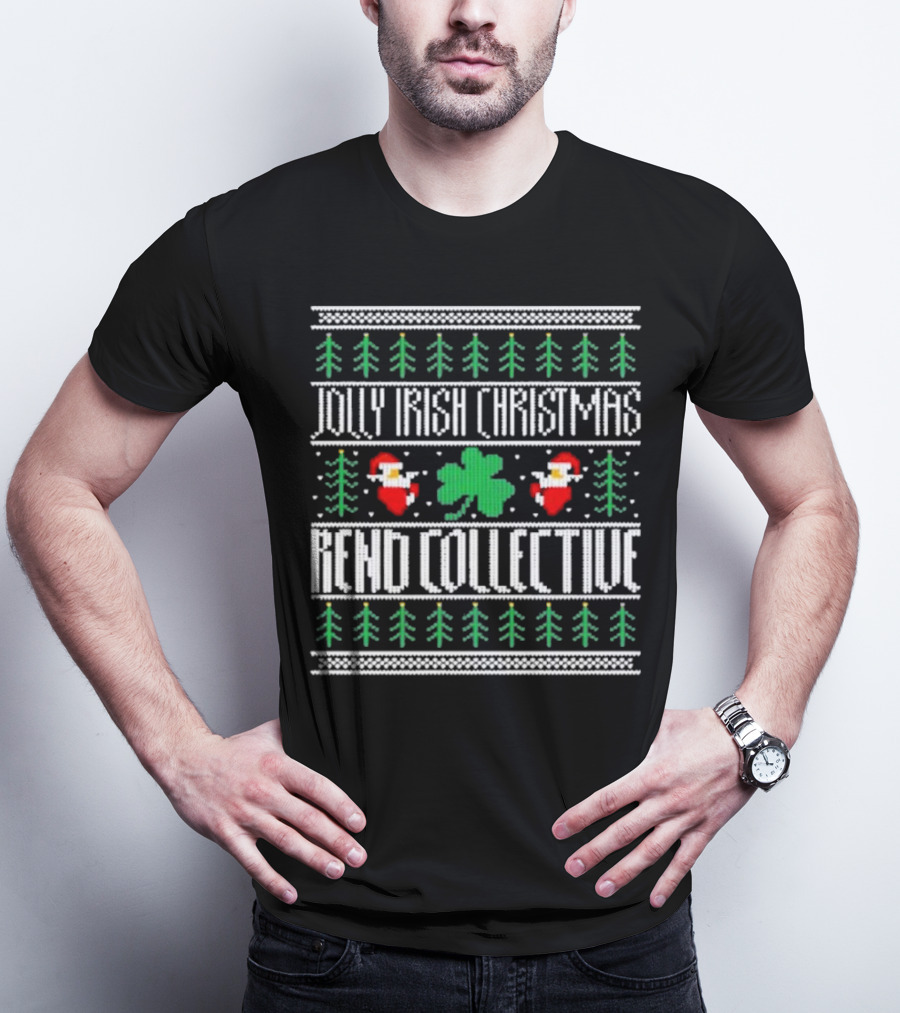 Jolly Irish Christmas With Santa And Shamrock Rend Collective T-Shirt