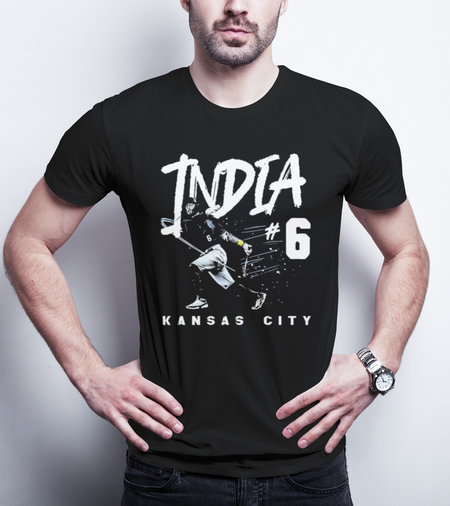 Kansas City India #6 Baseball Player T-Shirt