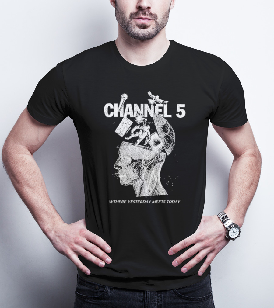 Channel 5 Where Yesterday Meets Today Retro Futuristic Fusion T-Shirt