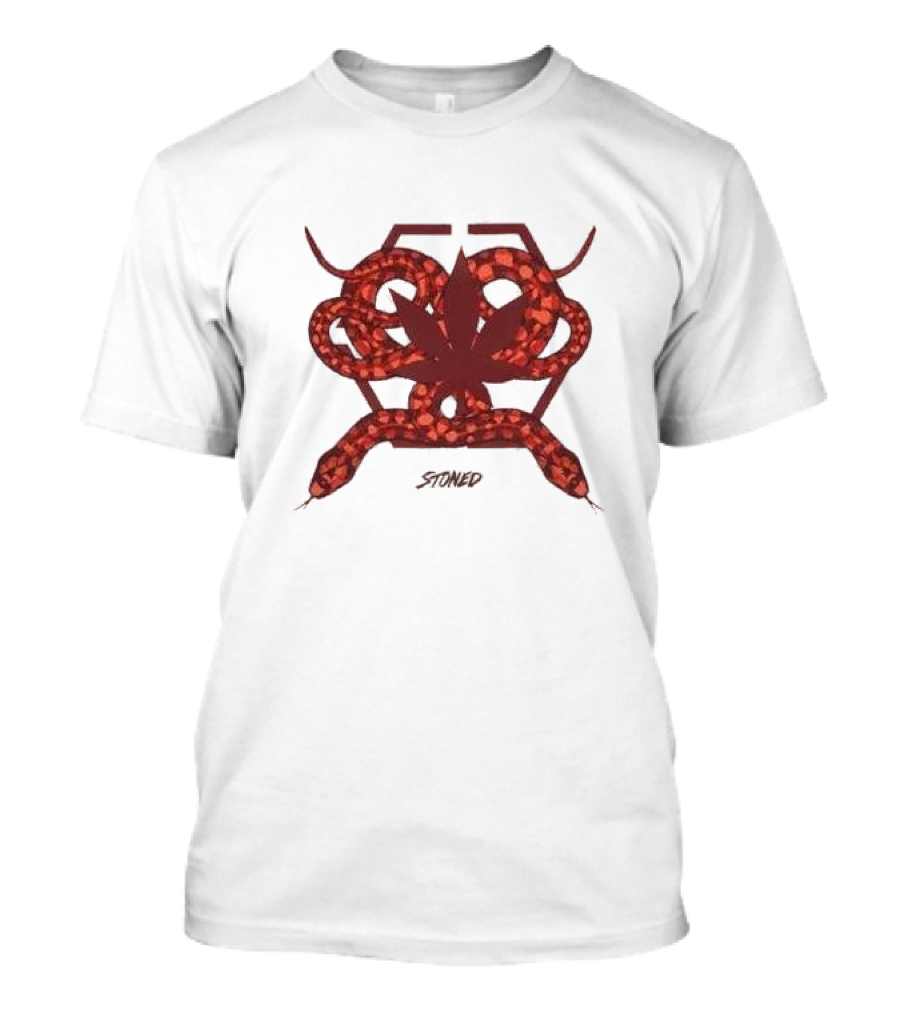 Stoned And Co Mystic Hexagon Snake With Leaf Motif T-Shirt