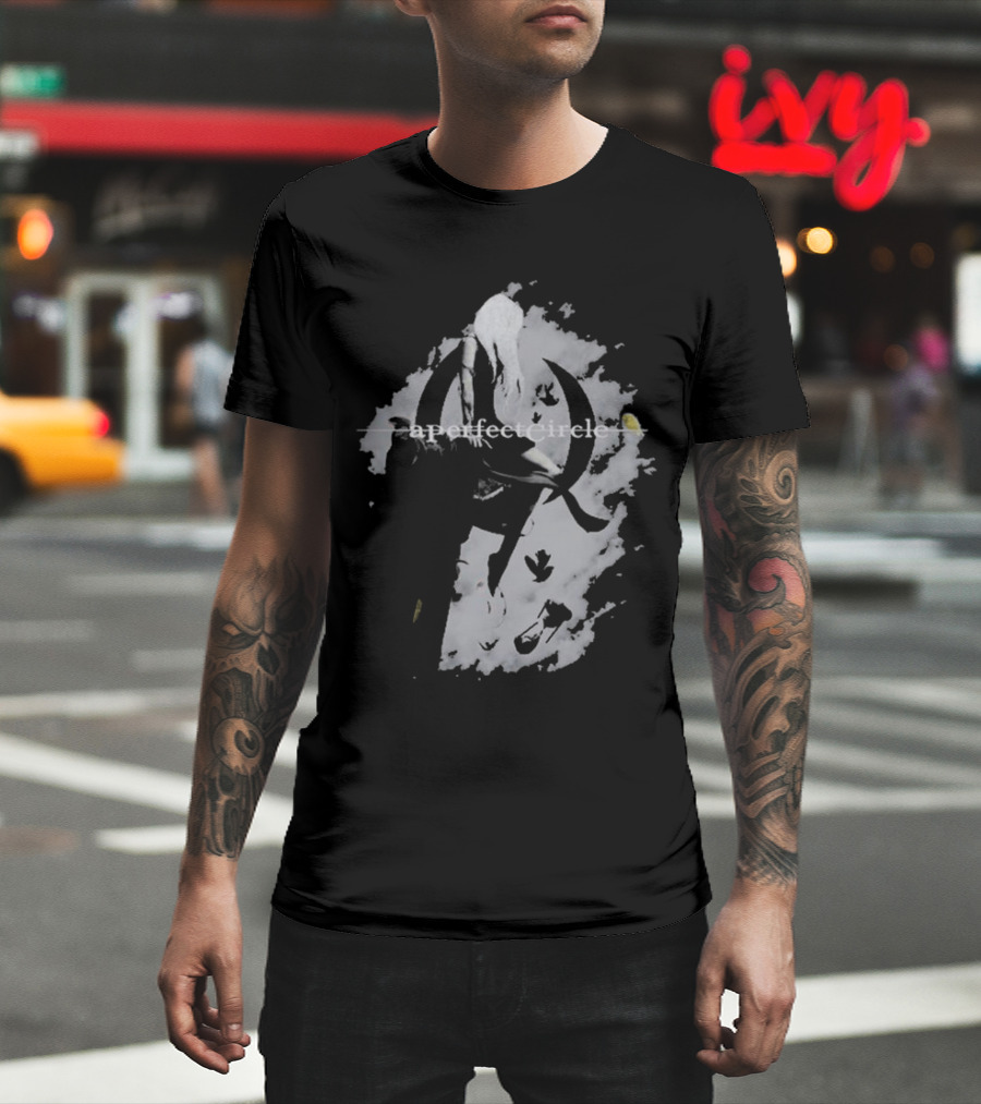 A Perfect Circle Grunge Style Angel Figure With Crescent T-Shirt