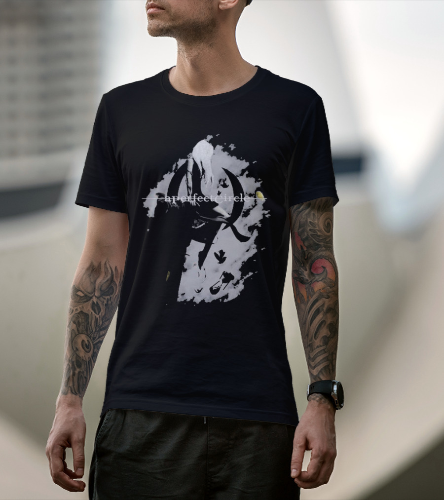 A Perfect Circle Grunge Style Angel Figure With Crescent T-Shirt