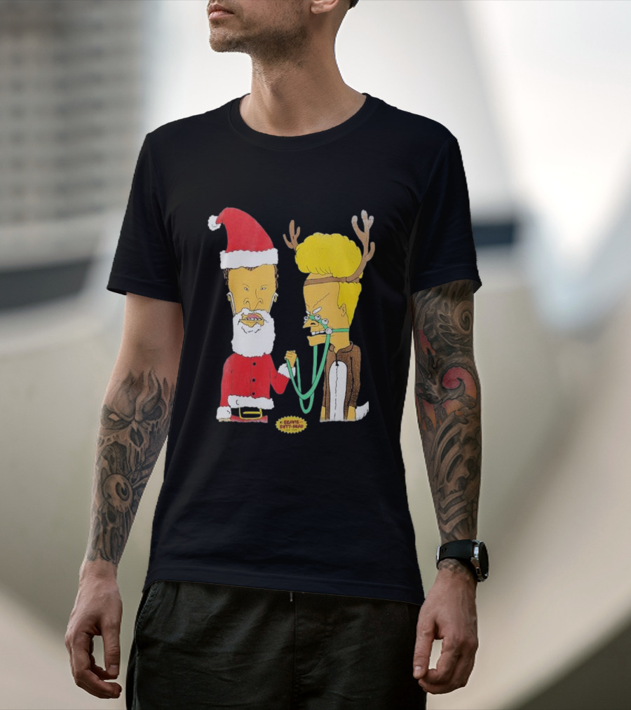 Beavis And Butt-head Santa And Reindeer Christmas T-Shirt