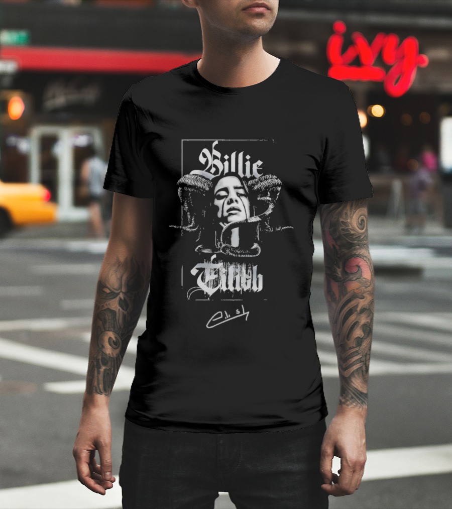 Billie Eilish Signature Gothic Portrait With Snakes T-Shirt