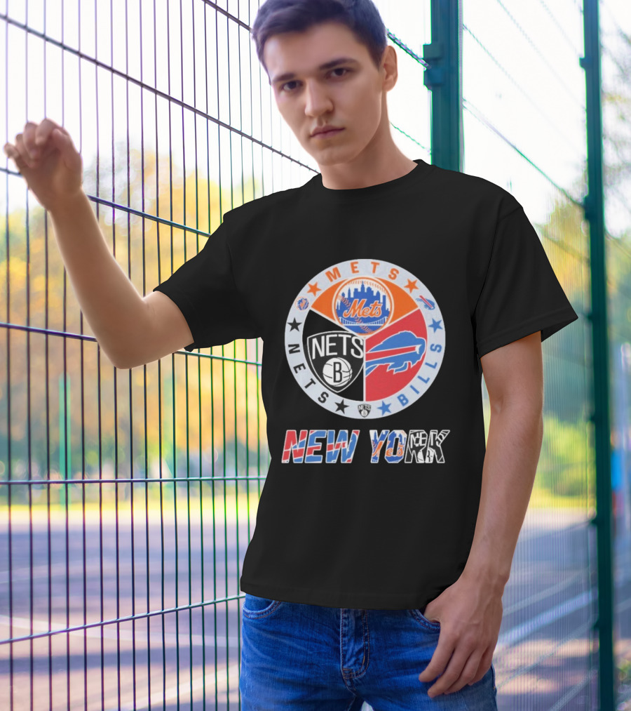Brooklyn Nets New York Mets Buffalo Bills New York Fan Gear T-Shirt