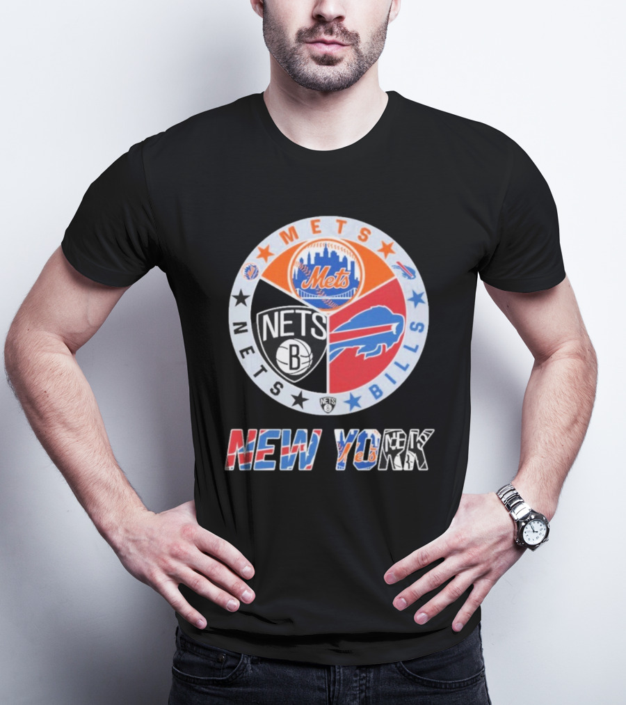 Brooklyn Nets New York Mets Buffalo Bills New York Fan Gear T-Shirt