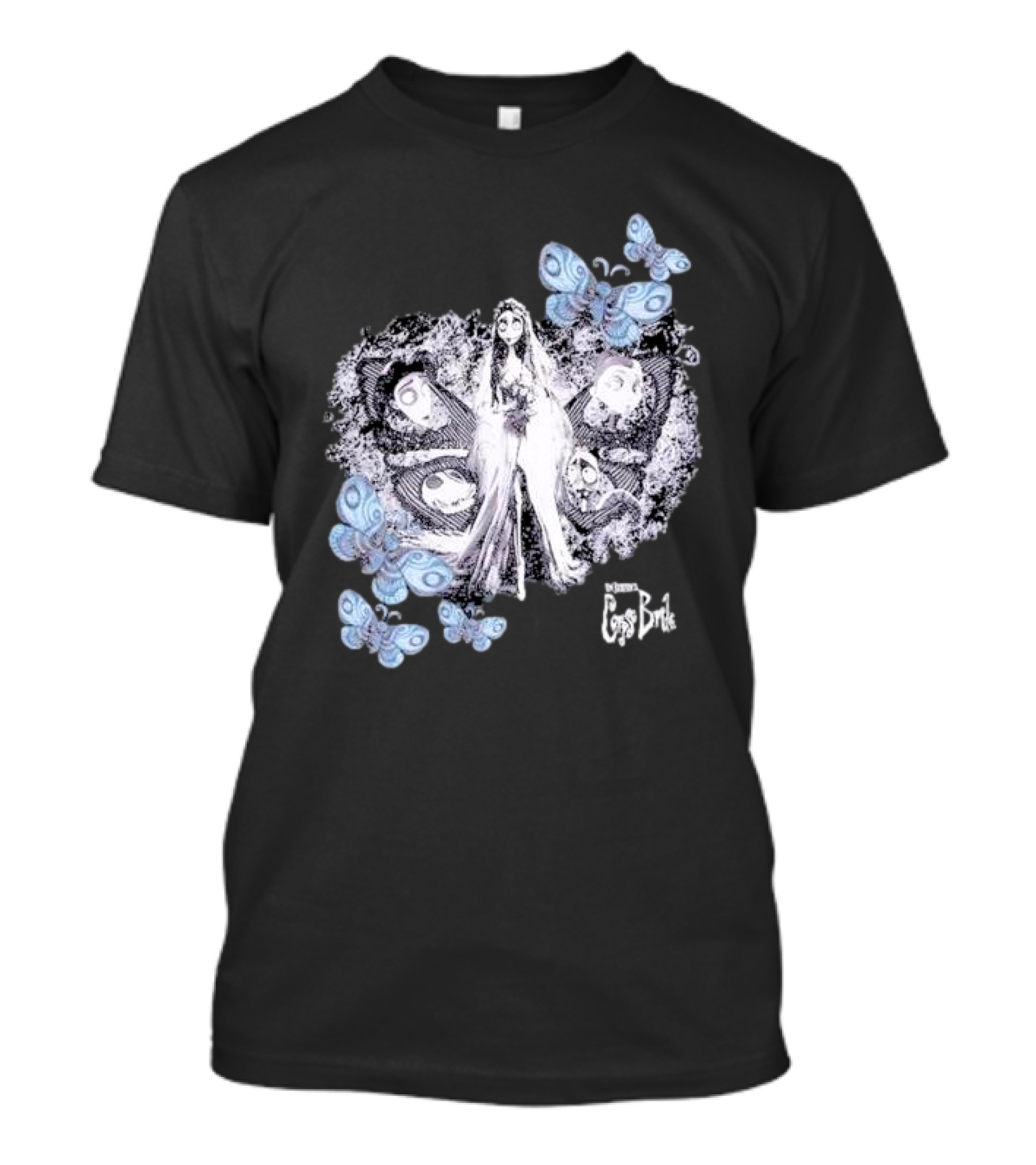 Corpse Bride Tim Burton Emily Tonal Collage With Butterflies T-Shirt