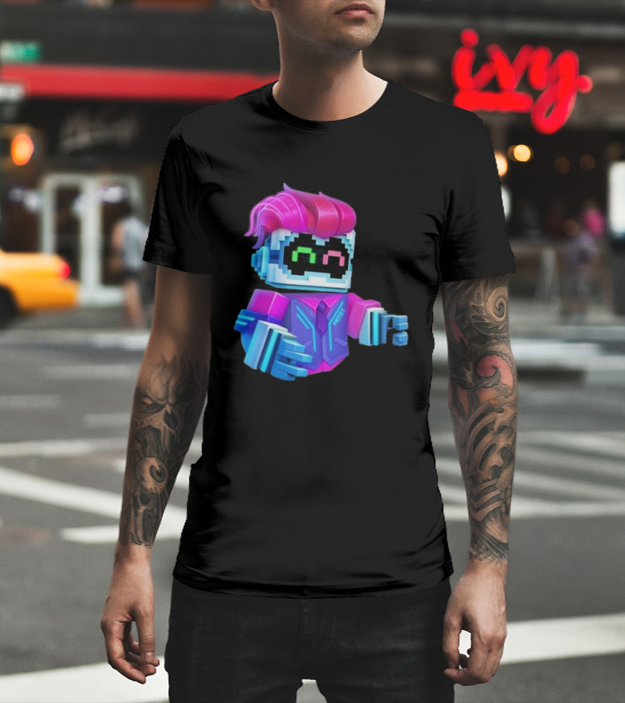 Cubic Games Cyber Robbie Pixelated Character Neon T-Shirt