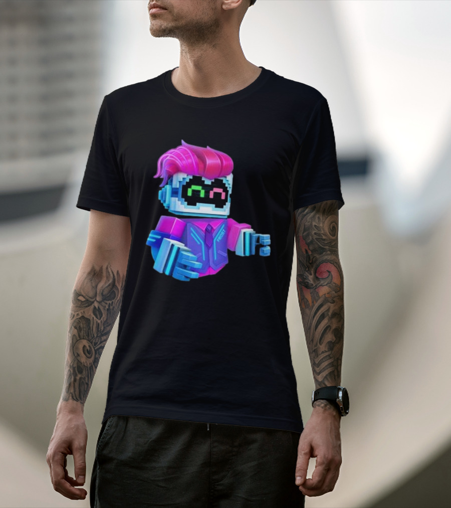 Cubic Games Cyber Robbie Pixelated Character Neon T-Shirt