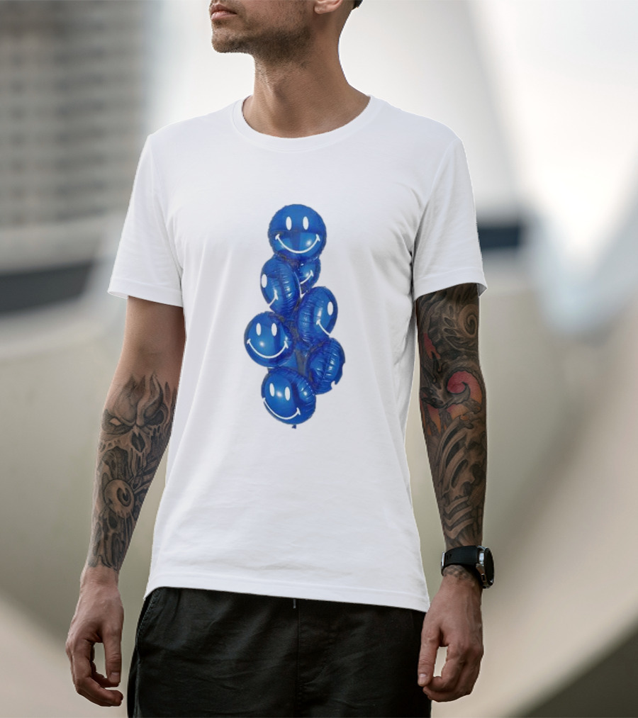 Smiley Celebration Blue Balloons T-Shirt