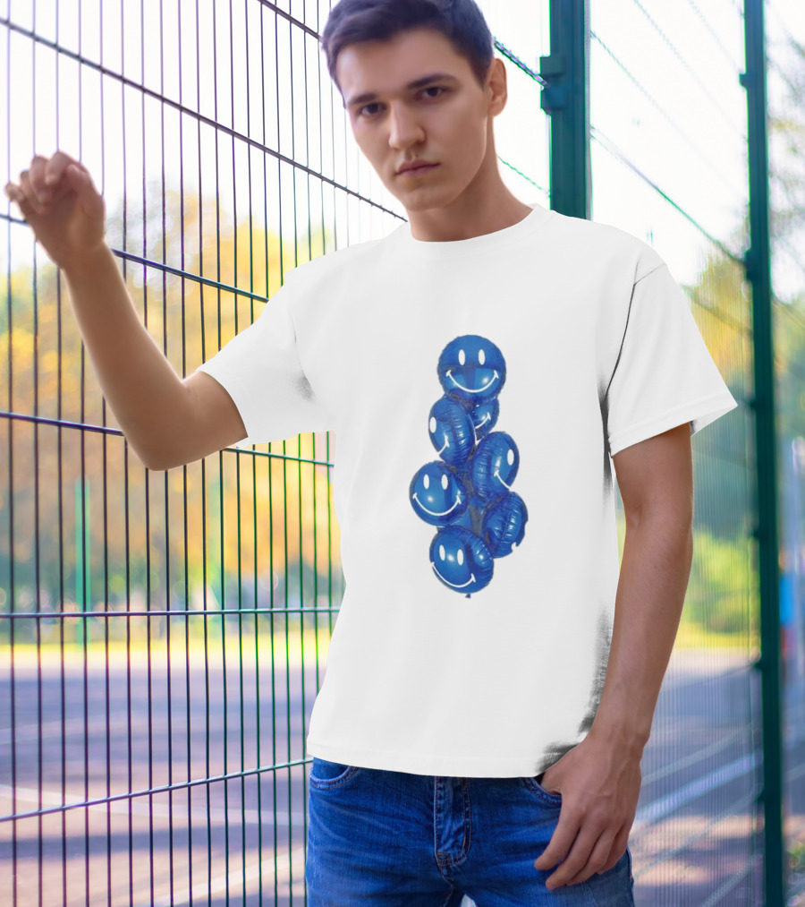 Smiley Celebration Blue Balloons T-Shirt