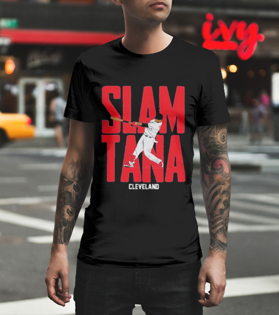 Carlos Santana Cleveland Baseball Slamtana Player T-Shirt