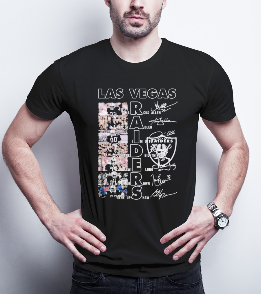Las Vegas Raiders Marcus Allen Ken Stabler Fred Biletnikoff Howie Long Tim Brown Gene Upshaw Signature Football Legends T-Shirt