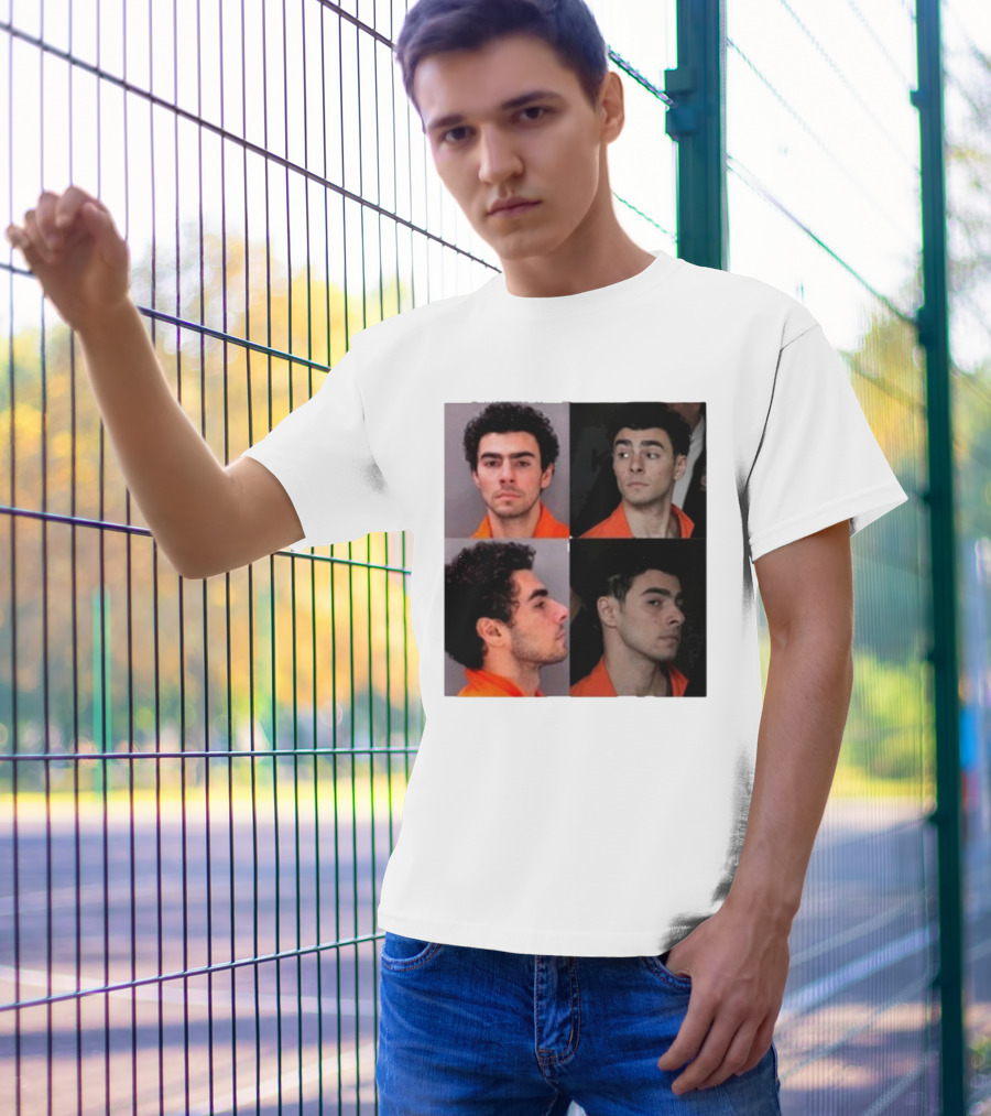 Multifaceted Expression Of Luigi Mangione In Orange Attire T-Shirt
