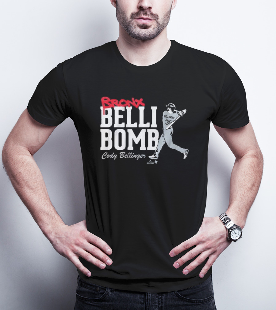 Cody Bellinger Bronx Belli-Bomb Baseball Swing T-Shirt