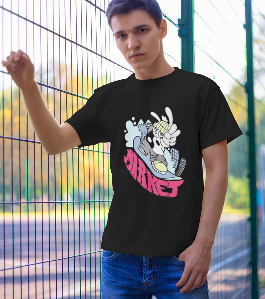 Shibuya Shred Market Snowboarding Rabbit Cartoon T-Shirt