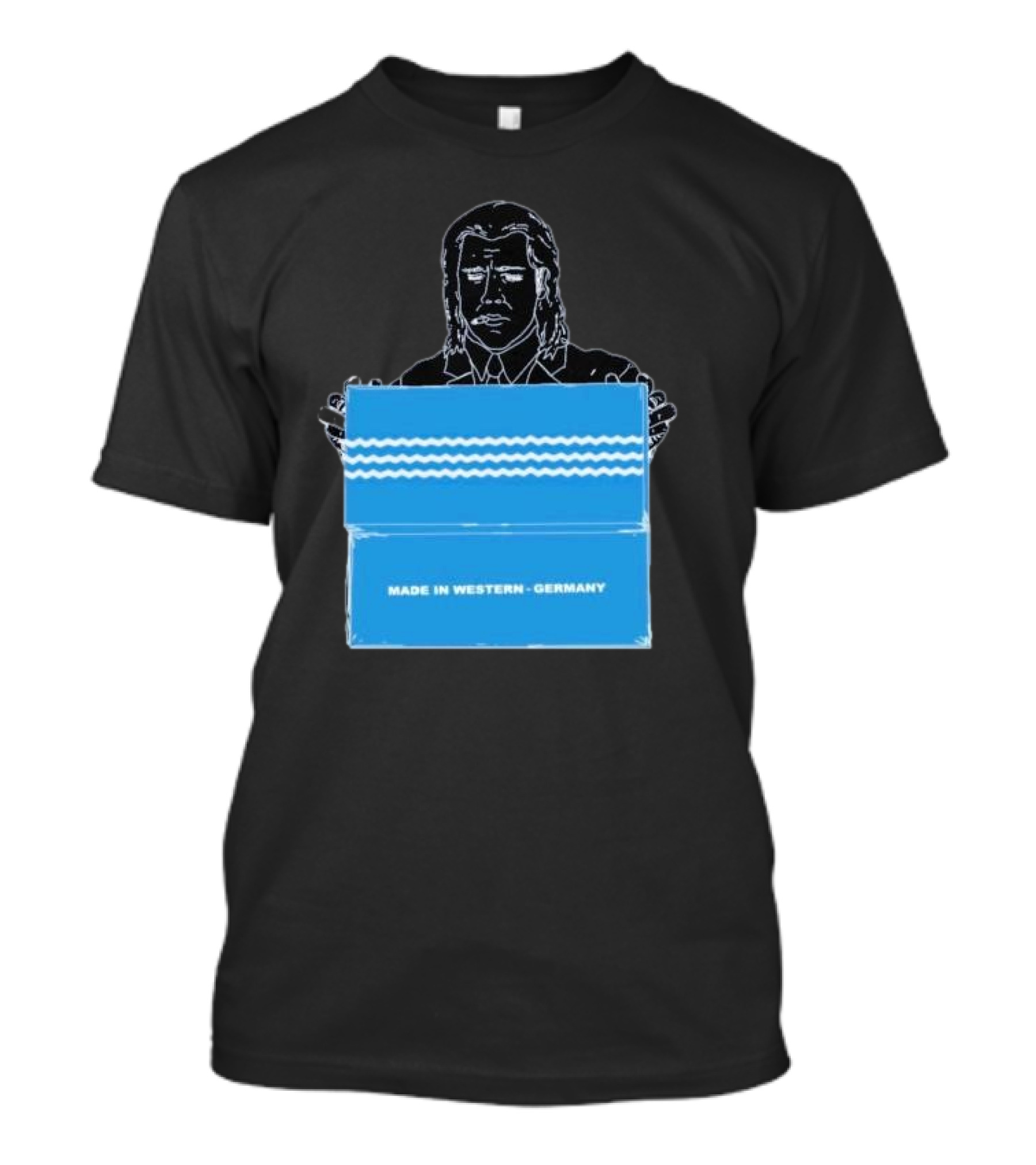 Made In Western Germany Pulp Fiction Blue Box Holder T-Shirt